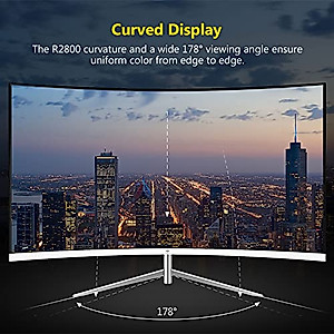 Z-Edge 27-inch Curved Gaming Monitor, Full HD 1080P 1920x1080 LED Backlight Monitor, with 75Hz Refresh Rate and Eye-Care Technology, 178° Wide View Angle, Built-in Speakers, VGA+HDMI
