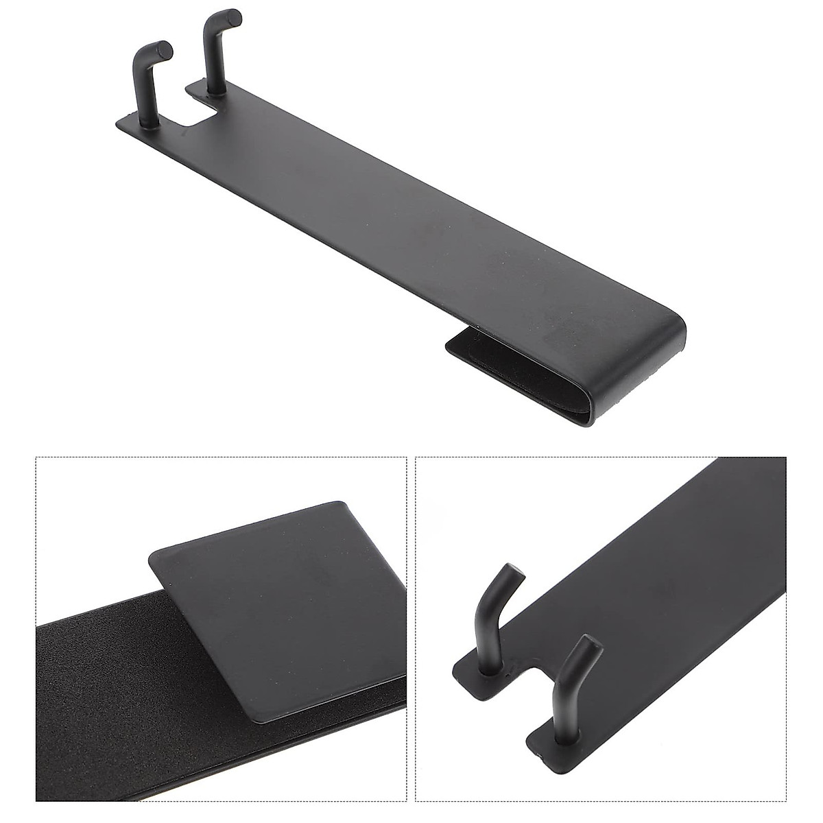 DOITOOL Towel Hooks 2pcs Rack Stainless Clothes Cabinet Steel Home Hanger Glass Storage Hangers Shower Black Organizer Door, The for Towel Bedroom Extended Over Clo Room Kitchen Clothing Towel Hook