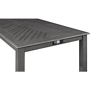 New Classic Furniture Amy Kitchen Counter Island Dining Table for 4 with Storage Shelf & USB Chargers, Contemporary Gray