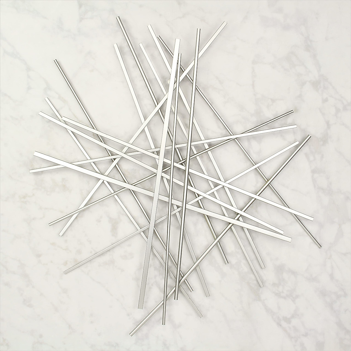 Cheungs Abstract, silver bar and panel wall décor piece (5369SV)