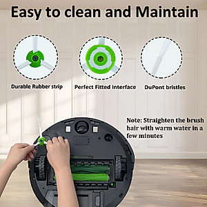 7 Pack Replacement Parts for iRobot Roomba i3 i3+ i4 i6 i6+ i7 i7+ i8 i8+/Plus E5 E6 E7 I,E &J Series Vacuum Cleaner, 1 Set Multi-Surface Rubber Brushes, 3 HEPA Filters, 3 Edge-Sweeping Brushes