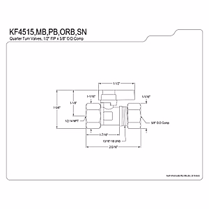 Kingston Brass KF4515MB 1/2-Inch IPS X 5/8-Inch OD Comp Straight Valve, Matte Black