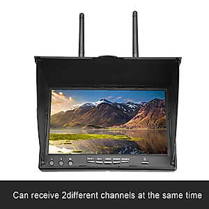 FPV Monitor, 800x480 5.8GHz 40Channels 7Inch LCD Screen Monitor/Display Dual Receiver Monitor for FPV Drone Quadcopter Automatic Antenna Switching
