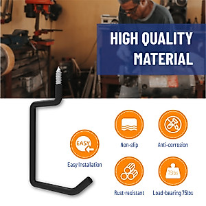 unp POETISKE Screw in Ladder Bike Hooks Ceiling Hanger Wall Mounted Bicycle Chair Garage Organization Heavy Duty Vinyl Coated 4Pack