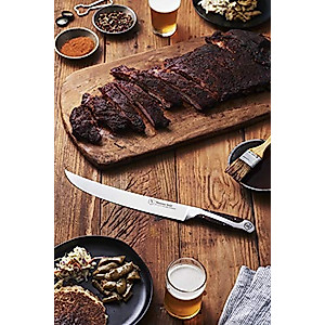 Hammer Stahl 10-Inch Scimitar, X50CrMoV15 Forged German High Carbon Steel Meat Knife with Quad-Tang Pakkawood Handle - Butcher's Breaking Cimitar Knife