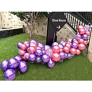 62pcs Metallic Purple Latex Balloons Various Sizes Chrome Balloon 12/10/5 inch Helium Balloon Perfect for Party Birthday Valentines Baby Shower Bridal Shower Wedding Anniversary Balloons