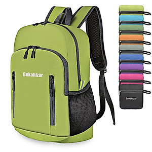 Bekahizar 20L Lightweight Foldable Backpack Small Water Resistant Travel Hiking Daypack (Silver Blue)