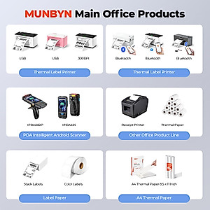 MUNBYN Portable Printer Wireless for Travel ITP01, Bluetooth Thermal Printer with APP, Support 8.5x11 US Letter A4, Compatible with Android and iOS Phone & Laptop, Inkless Printer Mobile Office(Grey)