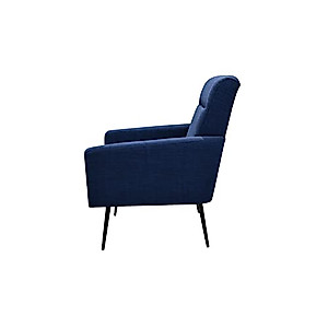 Tiokop Mid Century Modern Upholstered Fabric Accent, Living Room, Bedroom Leisure Single Sofa (Metal Legs), TV armrest seat,Suitable for Small Space Home,Office,Coffee Chair,Dark Blue