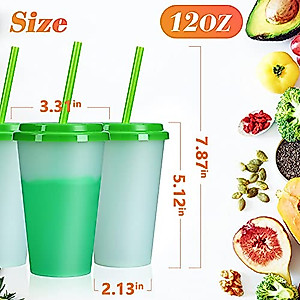 Color Changing Cups with Straws & Lids: 12oz Kids Cold Water Drinking Cups 10 Pcs Reusable Plastic Tumbler Bulk