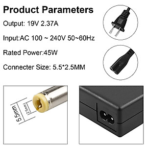 PA3822U-1ACA PA5044U-1ACA PA5096U-1ACA PA5177U-1AC3 Adapter Charger Compatible with Toshiba Satellite C50 C55 C75 E45T L50 L55 L55D L75 S50 S55 S70 S75 L955 P840 P845T S955 Power Supply Cord
