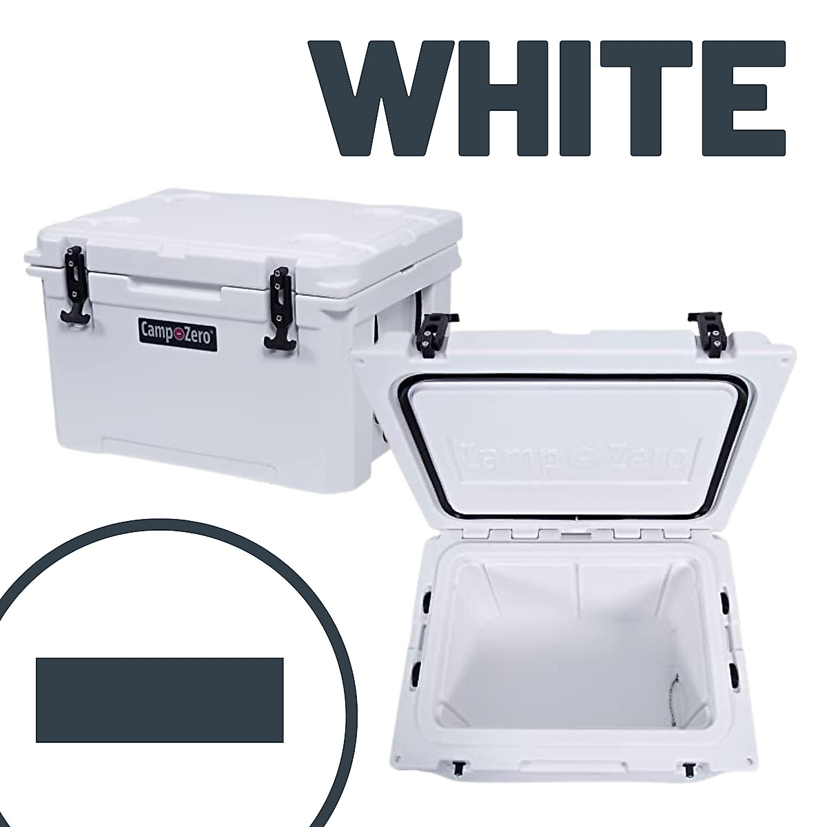 CAMP-ZERO 40L-42 Quart Hard Cooler Ice Chest, Perfect for Drinks, Beach, Picnics, Boating, Hunting, Camping and Travel with 4 Molded-in Cup Holders and Comfort Grip Handles