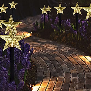 Folomie Solar Pathway Lights Outdoor Waterproof, Warm White Star Christmas Pathway Lights, 5 Pack Outdoor Landscape Stake Lights for Garden Patio Yard Christmas Decorations(Star)
