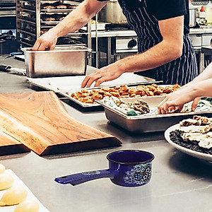 Cabilock Enamel Milk Pan, Mini Butter Warmer Pot Enameled Saucepan Small Enamelware Pot with Handle for Heating Milk Melting Butter Boiling Water Blue