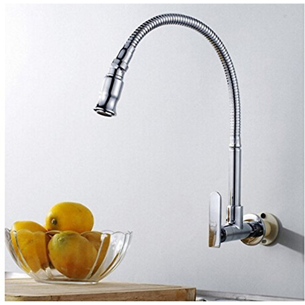 Kitchen Sink Faucets 360 Rotatable Single Lever Stainless Steel Wall-Mounted Kitchen Tap Ktichen Faucet Chrome Finished