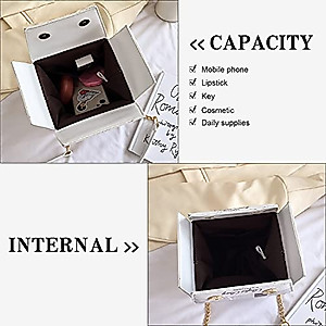 KUANG! Women Novelty Newspaper Evening Handbag Clutch Square Box Bag Envelope Purse Chain Shoulder Bag for Ladies