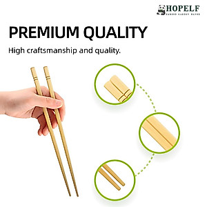 HOPELF 5 Pairs Bamboo Chopsticks Wooden Chinese Classic Style，9 1/2 Inches，More Quantity Choices 10Pairs/20Pairs