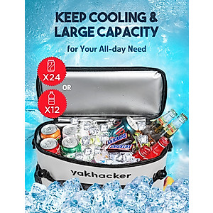 Yakhacker Kayak Cooler, Waterproof Seat Back Cooler with Lawn-Chair Style Seats, Kayak Accessories Bag, Portable Ice Chest Cooler for Kayaking, Travel, Lunch, Beaches &Trips (Silver)