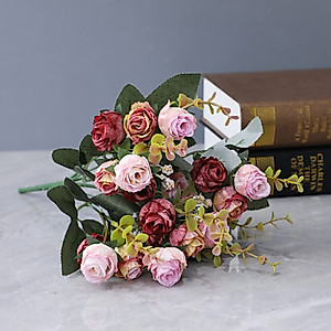 skycats Artificial Flowers, 54 Rose Silk Flowers, for Home Bridal Wedding Party Festival Outdoor UV Garden Resistant Garden Indoor Decor (3 Bundles Pink, excluding vases)