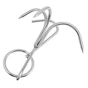 Levemolo 1pc Poultry Ham Practical Hanger S- Mutton Cooking Three Drying Useful for Use Kitchen Duck Hams Style Tools Prong Hook Home Shop Meat Grill Smoker Garden Professional Butcher