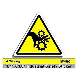 (25 Pack) - 3" Modern Triangular Pinch Point Safety Stickers - Yellow and Black Pinch Point Safety Stickers