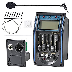 Acoustic Guitar Pickup,5 Band EQ Equalizer Guitar Preamp Piezo Pickup Tuner with Mic LCD Display