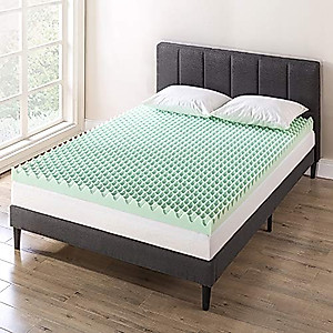 Best Price Mattress 4 Inch Egg Crate Memory Foam Mattress Topper with Calming Aloe Infusion, CertiPUR-US Certified, Full, Green