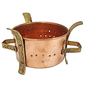 Sharvgun Handmade Indian Copper Brass Sigri Food Warmer Angeethi For Restaurant/Hotel Ware Home Traditional Sigdi/Sigri Tabletop Burner Pack of 2