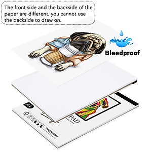 Bianyo Bleedproof Marker Paper Pad, A4(8.27"X11.69"), 50 Sheets, 18 LB / 70 GSM, Glue-Bound, 100% Cotton, White, Ideal for Use with Markers and Ink Mediums