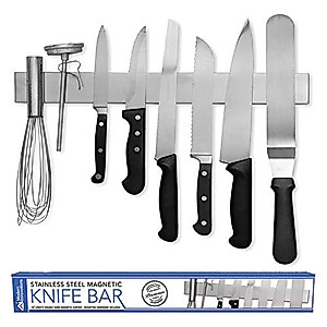 Modern Innovations 16 Inch Magnetic Knife Holder for Refrigerator, Magnetic Knife Holders for Fridge or Kitchen Wall No Drilling, Magnet Strips for Knives & Metal Utensils, Tool Rack, Stainless Steel