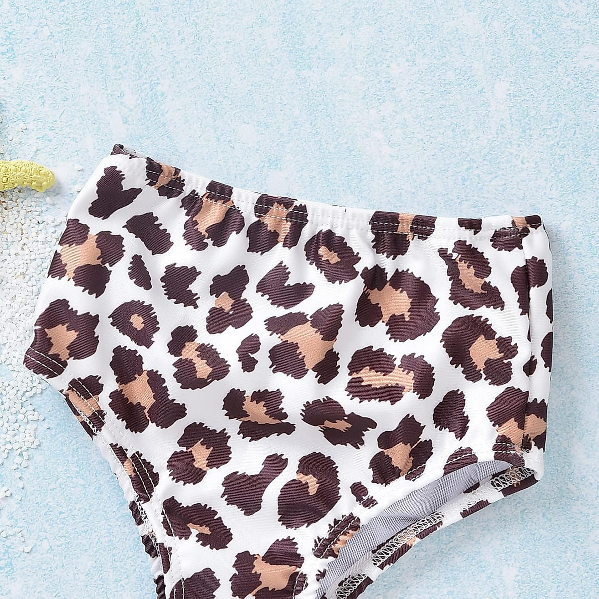 Toddler Infant Baby Girls Swimsuit Leopard Tassels Bikini Two Pieces Bathing Suit Summer Beach Outfits Set (Leopard, 0-6 Months)