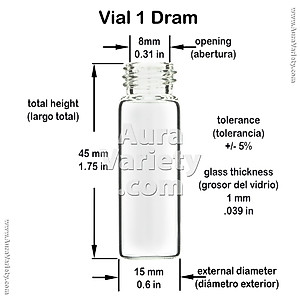 144-Pack 1 Dram 4 ml Clear Glass Vials with Coned Caps (Oils Perfume Gold Prospecting Hobby Craft)
