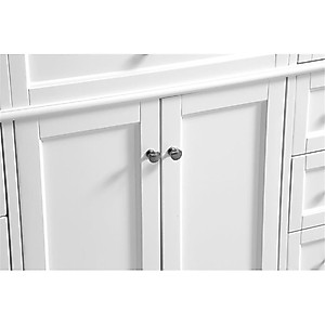 Elegant Kitchen and Bath 48 inch Single Bathroom Vanity Cabinet Set with White Marble Countertop - White