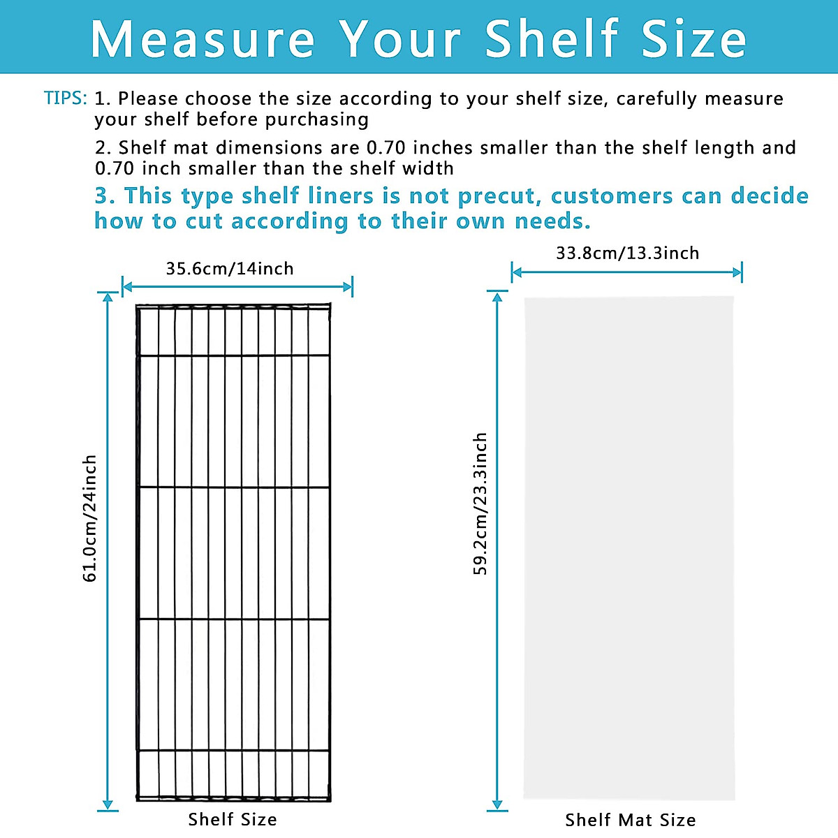 HooTown 5 Sheets Wire Shelf Liners Fit Wire Shelving Size 24 Inch x 14 Inch, Clear Frosted Hard Plastic Protector Mats for Metal Stainless Steel Garage, Cabinets, Kitchen Shelves, Shoe Rack