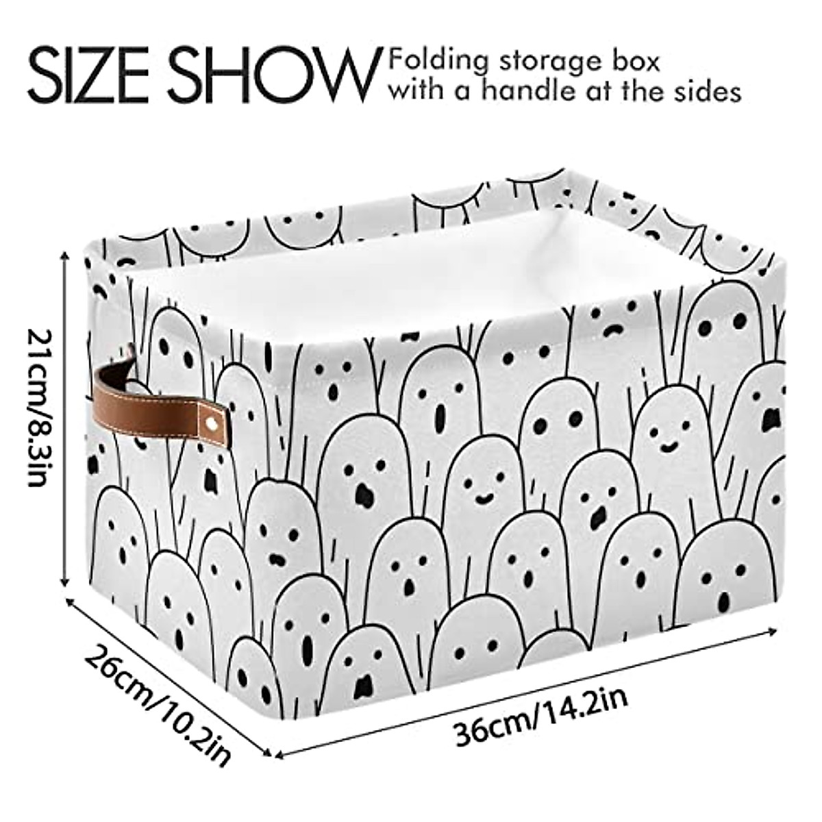 xigua Halloween Ghost Storage Basket Durable Canvas Storage Bins with Handles Large Collapsible Storage Bins Boxes for Shelves,Home Office,Toys,Closet & Laundry- 199PCS