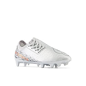 New Balance Boy's Furon V6+ Dispatch Junior FG Soccer Shoe, Silver/Brighton Grey/Copper, 3 Wide Little Kid