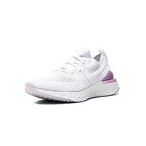 Nike Women's Epic React Flyknit Running Shoe, White/Pink/Black, 9.5