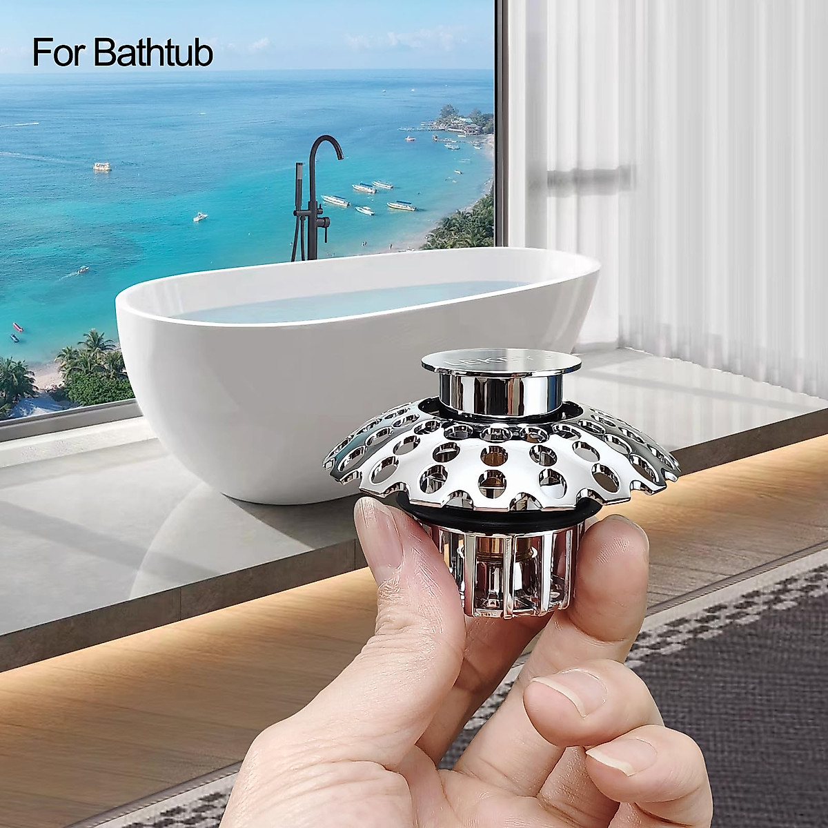 LEKEYE Tub Stopper with Shower Drain Hair Catcher | Pop-up Bathtub Plug with Strainer for 1-1/2" to 1-3/4" Bath Drain Hole