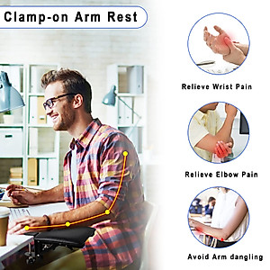 eulps Foldable Desk Extender Tray, Arm Rest for Desk, Ergonomic Forearm Leather Soft Armrest Support, Wrist & Elbow Pad for Home and Office, Easy Typing & Pain Relief