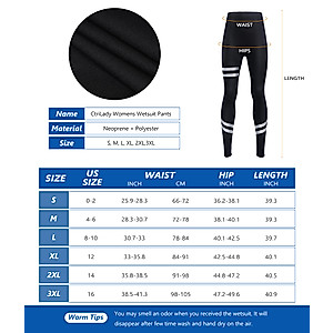 CtriLady Women's Wetsuit Long Pants,1.5mm Neoprene Pants Wetsuit Legging Keep Warm for Swimming Surfing Diving Kayaking（L,Black