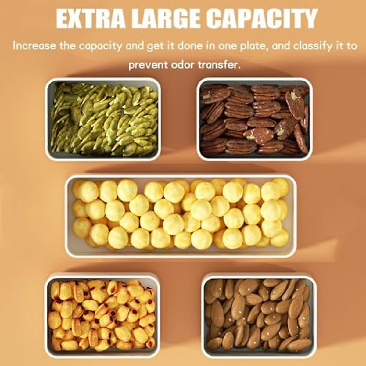 Extra Large Fruit Storage Containers for Fridge,Divided Serving Tray with Lid and Handle,Snackle Box Charcuterie Container for Portable Snack Platters,Clear Organizer for Party,Entertaining,Fruit,Nuts