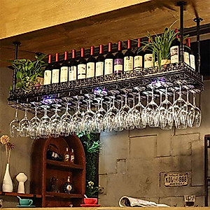 Iron Creative Simplicity Wall Mounted Wine Holder European-Style Tilted/Straight Wine Rack Red Wine Champagne Bottle Display Stand Rack Organizer J1030, PIBM, Black, 60 * 35cm