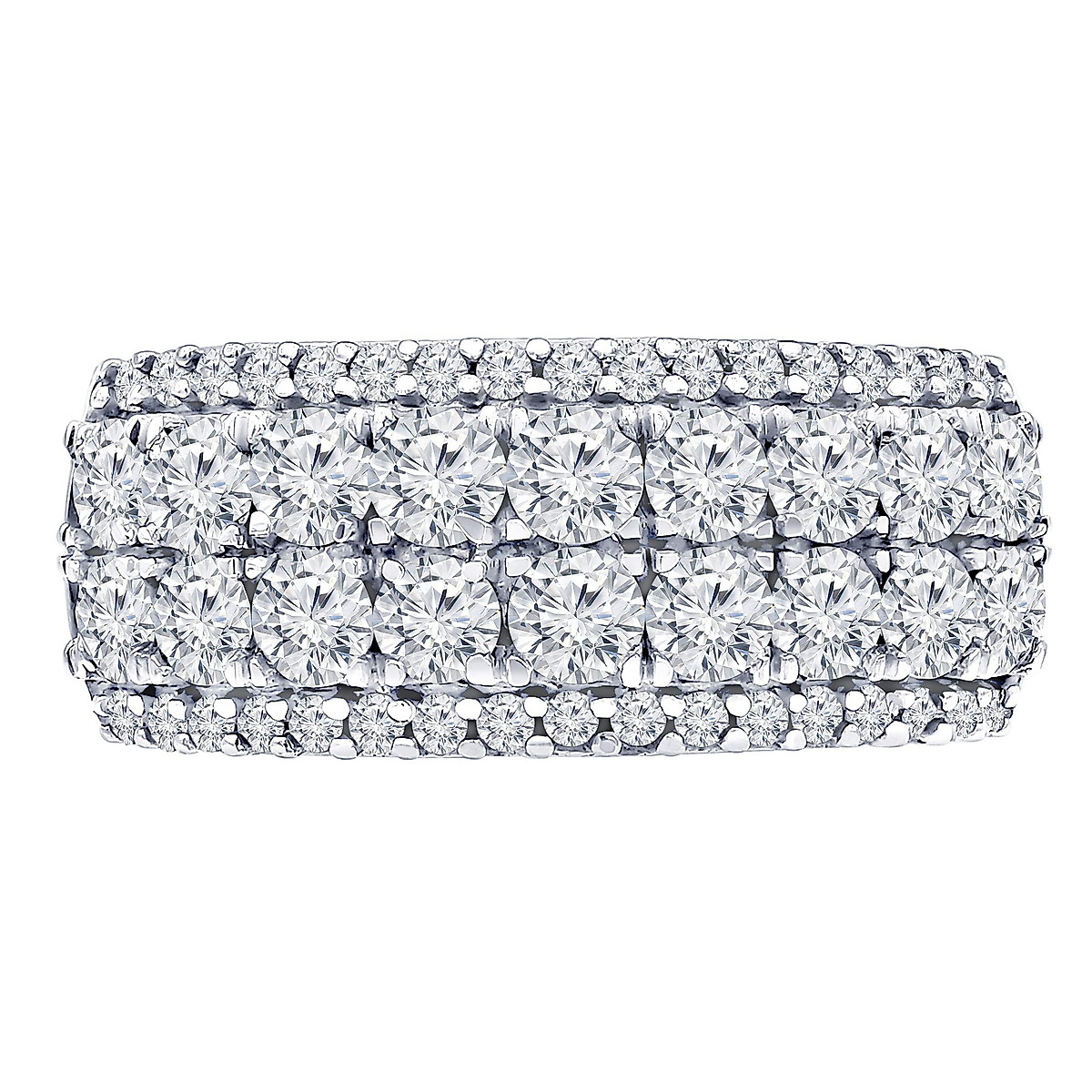 Beyond Brilliance 2.00 Carat, Prong-Set 10K White Gold Round Cut Diamond Multi-row Anniversary Ring (J-K - I2-I3) Natural Diamond Jewelry for Women | Gift Box Included