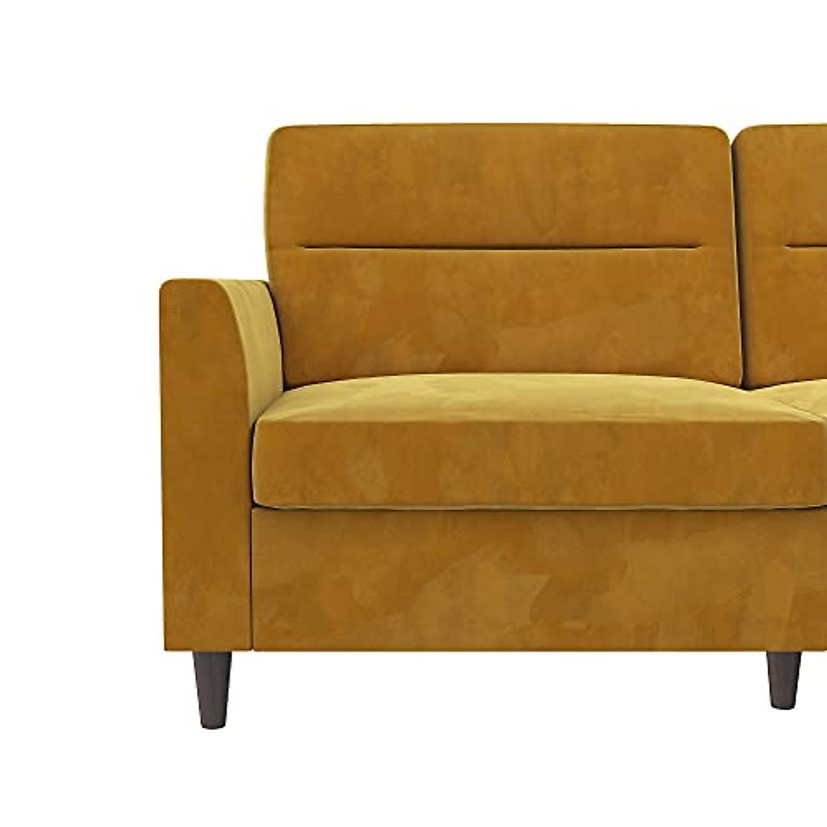 Novogratz Concord Sofa, Small Space Living Room 3 Seater, Pocket Coil Cushions, Mustard Yellow Velvet