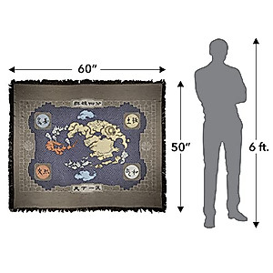 LOGOVISION Avatar The Last Airbender Blanket, 50"x60" Map Woven Tapestry Cotton Blend Fringed Throw Blanket