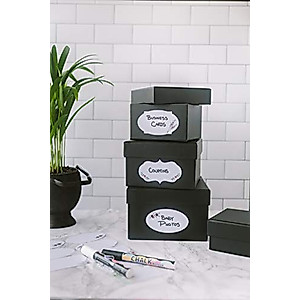 Inspired Designs Floral Chalkboard Label Stickers with 2 Chalk Pens - 120 Pcs Multi-Purpose Chalk Sticker Labels for Storage Bins, Spice Jars - 3.5”x2” Reusable Waterproof Pantry Labels for Organizing