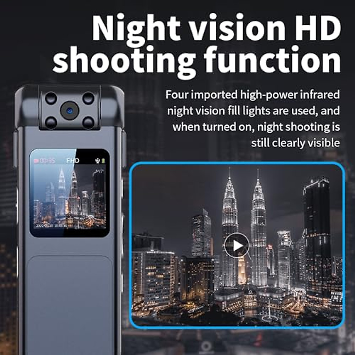 Uxsiya Portable Back Clip Magnetic Camera 16G 1080P HD Sports Cameras with 180 Degree Rotating Lens