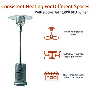 Amazon Basics Slate Grey Commercial Patio Heater and Standup Patio Heater Cover Set
