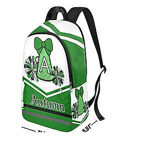 CUXWEOT Personalized Green Black Cheer Cheerleaders Backpack with Name Custom Travel Daypack Bag for Man Woman Gifts