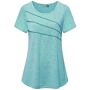 MISS FORTUNE Sports Short Sleeve Tops for Womens Workout Tshirts Loose Fit Ladies Plus Size Exercise Shirts to Wear with Leggings Solid Athletic Top Wicking Yoga Outfits Funny Biking 2X